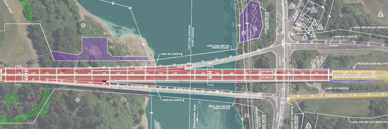 Route 309 North Cross Valley Expressway over Susquehanna River Bridge ...